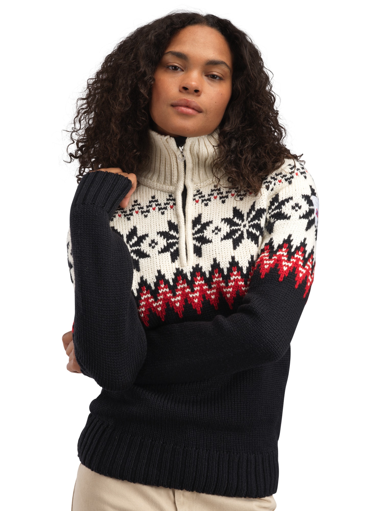 Myking Fem Sweater Black Raspberry Offwhite - Dale of Norway