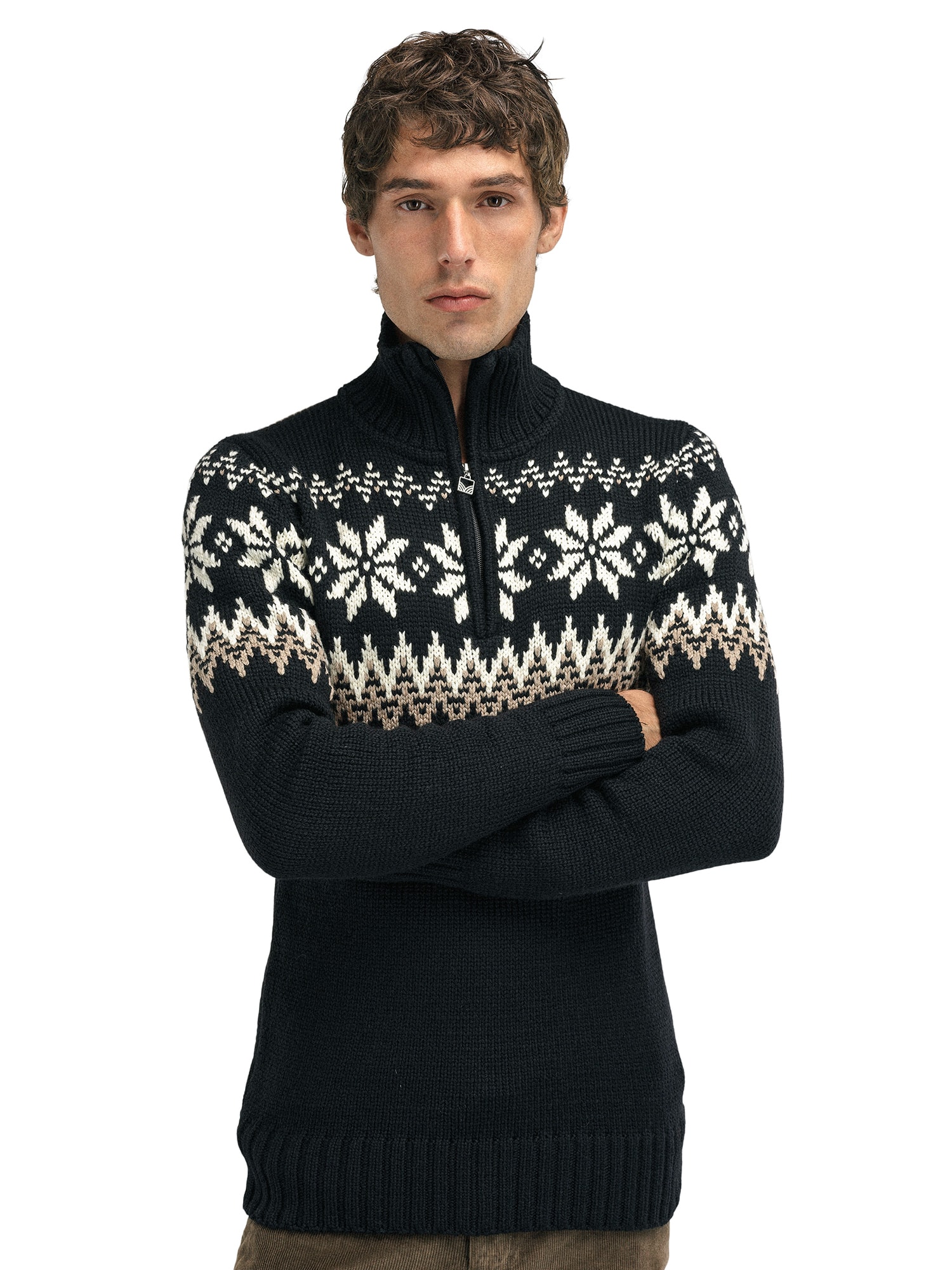 Myking Masc Sweater Black Brown Offwhite - Dale of Norway