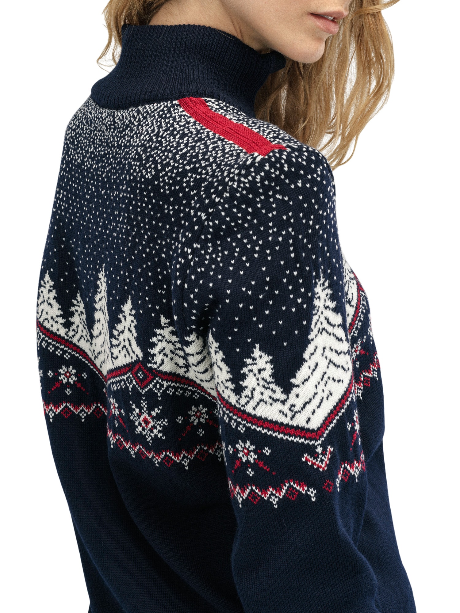 Dale Christmas Fem Sweater Navy Offwhite Redrose - Dale of Norway
